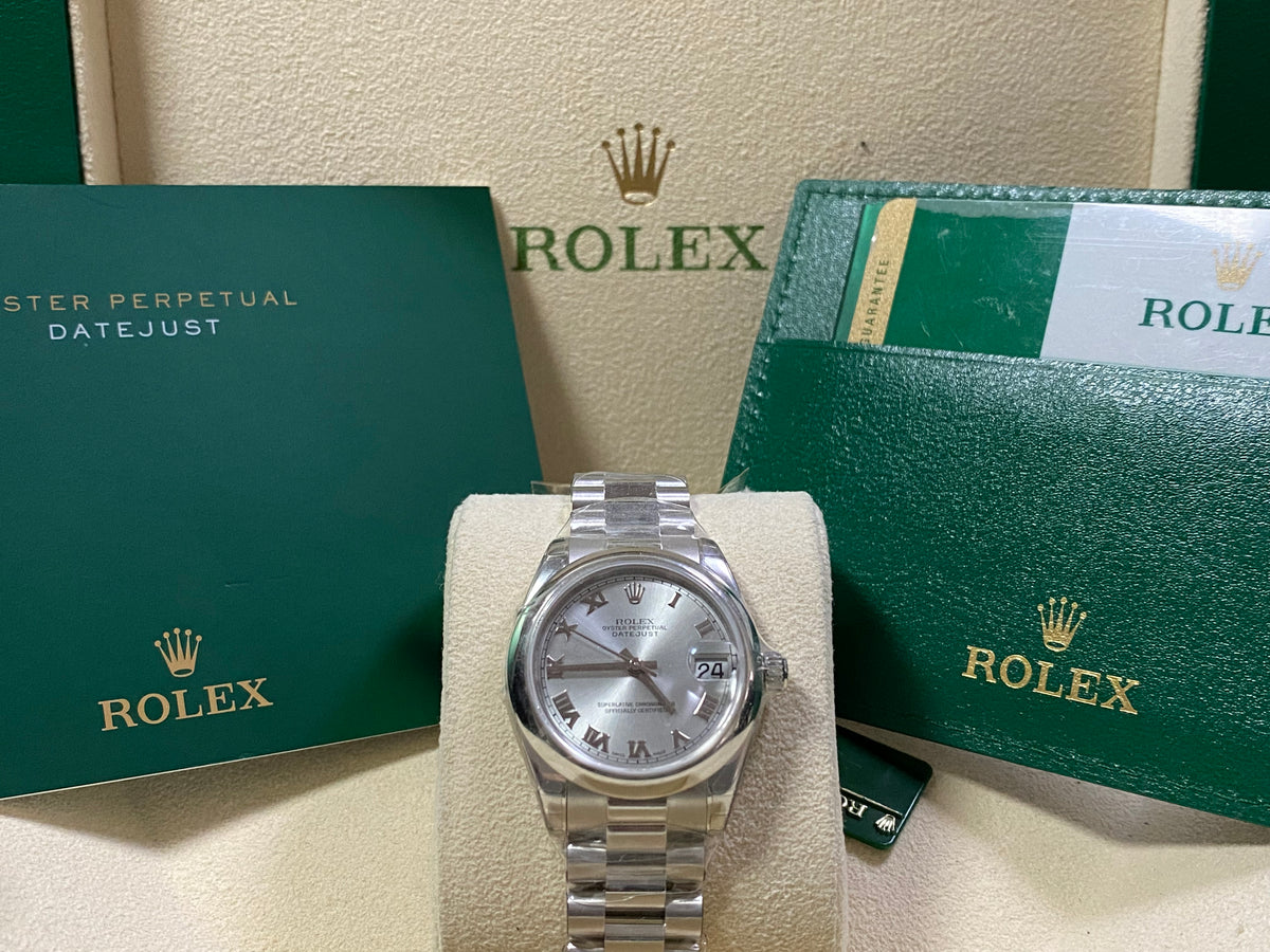 Rolex Platinum Datejust 31 - 2022 - Domed Bezel - Silver Roman Roman D ...